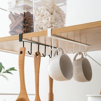 Six-pronged kitchen iron art seamless nail-free hooks, cabin
