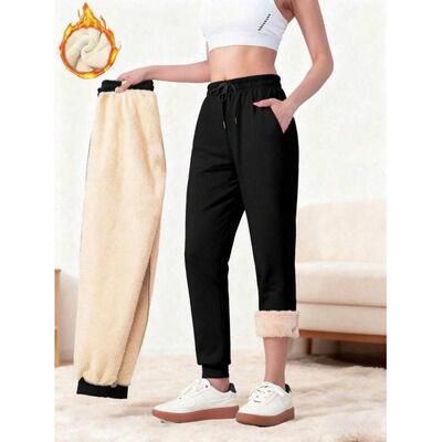 R 83556 Lambswool Cuffed Pants 羊羔绒束脚裤跨境速卖通