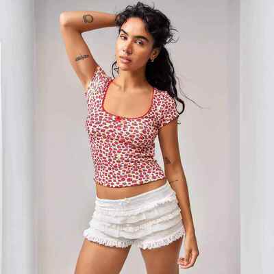 Women Lace Bloomers Shorts Casual Summer Layered Ruffle