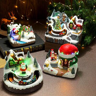 Rotating Train Music Box - LED Light Up Christmas Gift圣诞