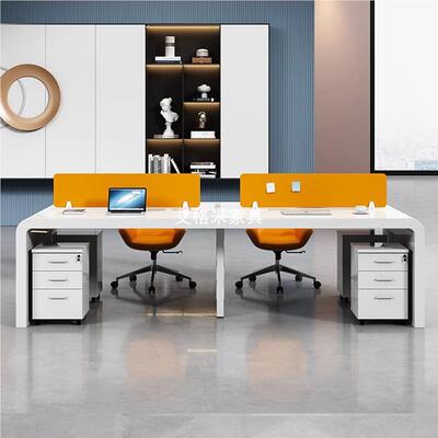 职员办屏公桌卡简KR-556约现代烤2漆员工位/4/6风座四人工作位组
