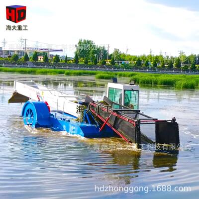 湖南周口小型半自动水葫芦收集船 城市园林景区割草船垃圾打捞船