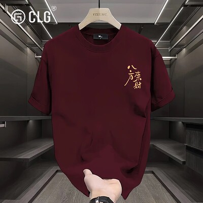 香港CLG潮牌马年本命年红色情侣装短袖体恤文字八方来财印花上衣