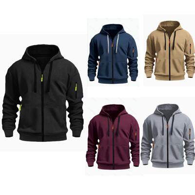 Men's Zippered Hoodie Zippered Sweater Round Neck Men's