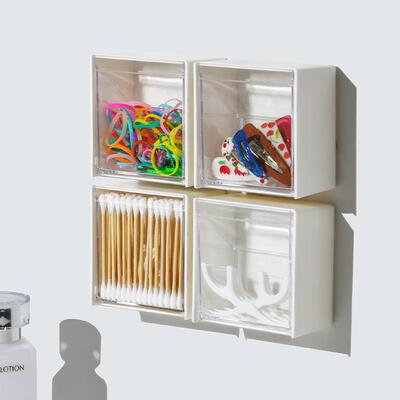 Wall-mounted transparent cotton swab storage box, bathroom f