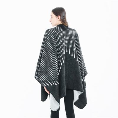 Geometric pattern imitation cashmere warm thick scarf shawl