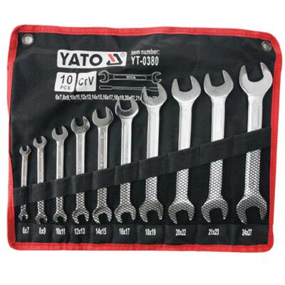 易尔拓（YATO）YT-0380双开口扳手套装呆扳手铬钒钢10件套6-27mm