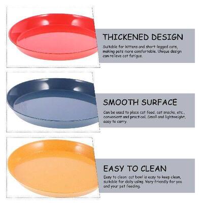 8 Pcs Cat Food Plate Shallow Kitten Bowl Pet Round Tray