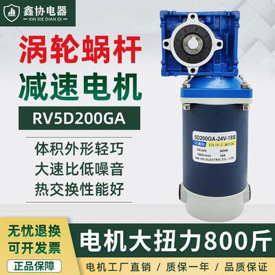 直流蜗轮蜗杆减速电机RV5D200GARV40带自锁12V24V可调速120W300W