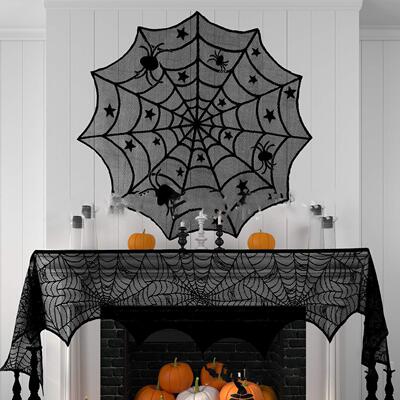 Halloween lace cobweb tablecloth curtain lampshade蜘蛛网桌布