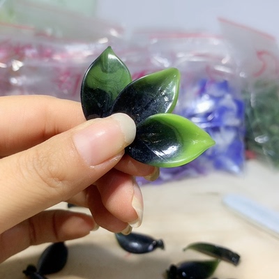 老料器花瓣发簪材料黑黄尖小号叶子10个YZ-76