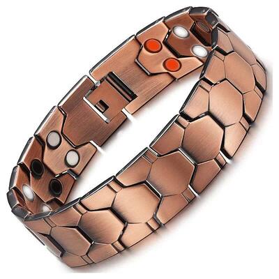 Men Pure Copper Bracelet Health Energy Germanium Magnetic Br