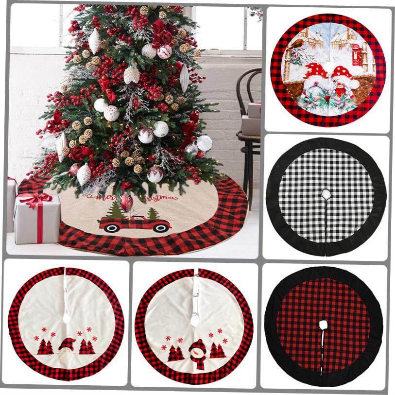 Christmas tree skirt plaid floor mat 圣诞树裙