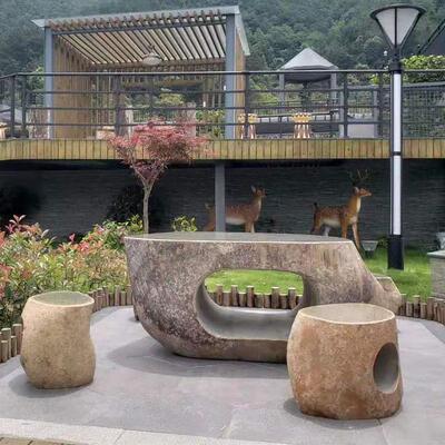 石园桌石SZ—58凳庭院花墅别园茶台茶桌天公然鹅卵石青石头桌子户