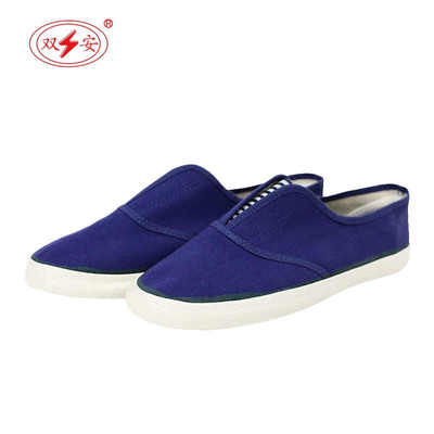 双安AB001防静电蓝色布面胶鞋透气耐磨工作鞋劳保鞋1双36码