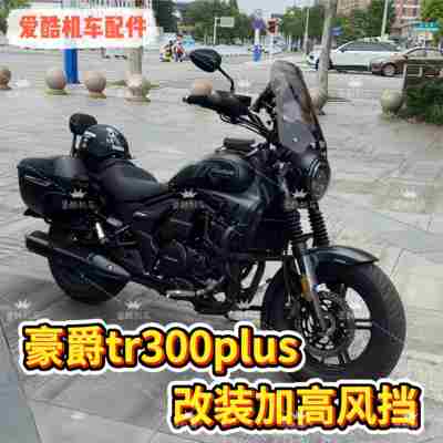 适用豪爵TR300plus改装加高前挡风玻璃都市旅行版配件护胸挡风玻