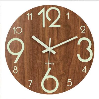 Luminous wood grain wall clock 夜光木纹挂钟