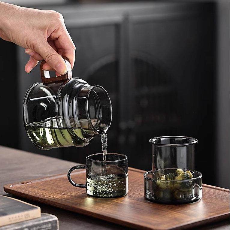日本耐热玻璃墩墩壶功夫茶具绿茶壶花茶壶过滤花草沏泡茶壶煮茶壶