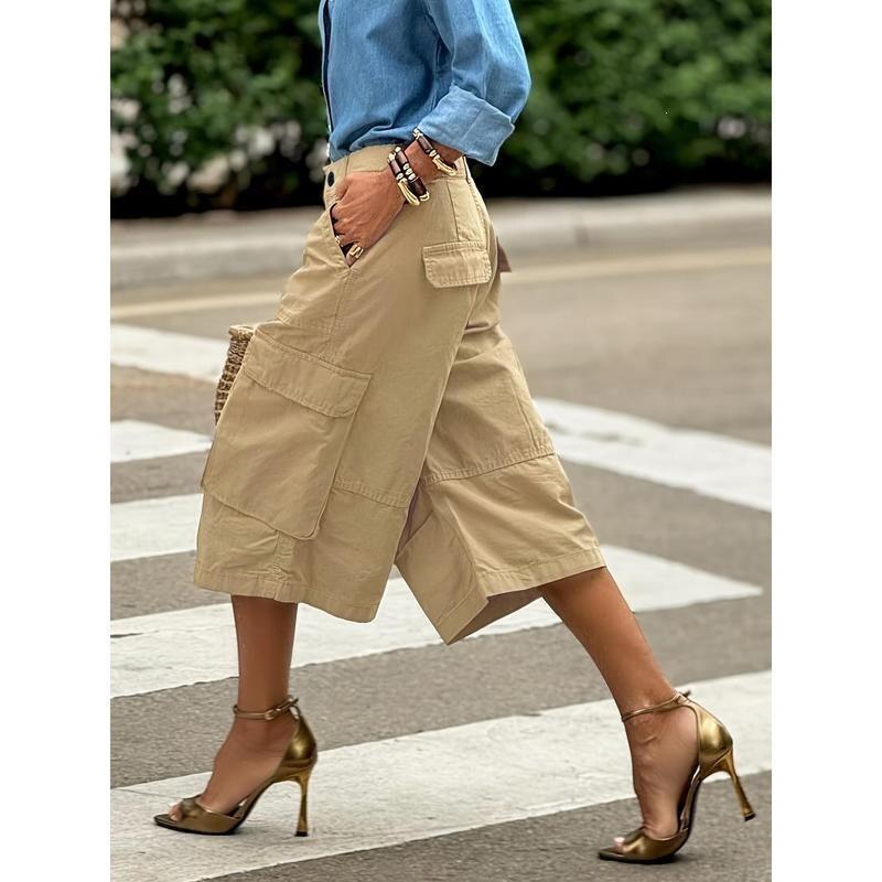 D 78934 Solid Color Multi Pocket Cargo Pants 立体口袋工装裤