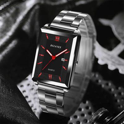 Fashion Mens Business Watches for Men Rectangle Stainless St