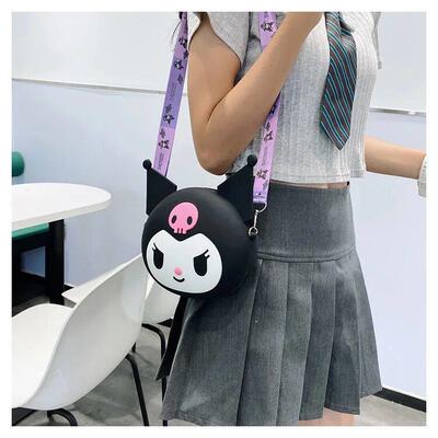 Kawaii Sanrios Kuromi Silicone Shoulder Messenger Bag mobile