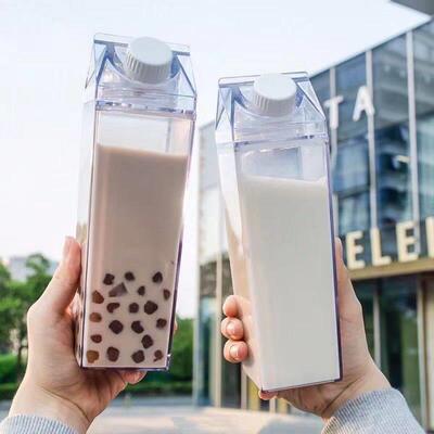 500ml/1000ml Creative Home Milk Carton Water Bottle Transpar
