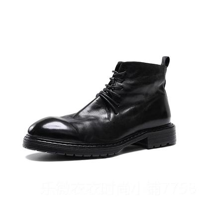 新款IGES鞋HI爱革仕高档马皮马靴古水洗高帮男士皮靴丁休闲皮短靴