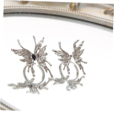 Butterfly open ring lady食指戒小众高级感液态蝴蝶开口戒指女