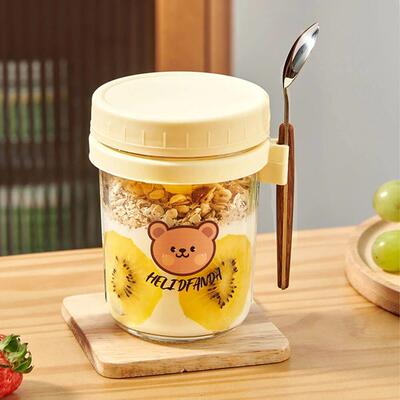 Overnight Oats Jars, Airtight Oatmeal Container with Lid & S