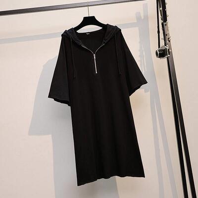 Fat pound dress for women to look slim, hooded mid length
