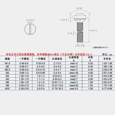 304不锈钢螺丝大全平头螺丝一字螺丝钉GB68一字沉头螺丝螺钉 M4