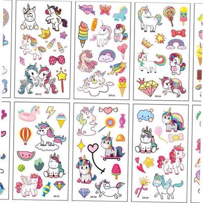 10pcs Dinosaur Mermaid Unicorn Kids Temporary Tatoo Sticker