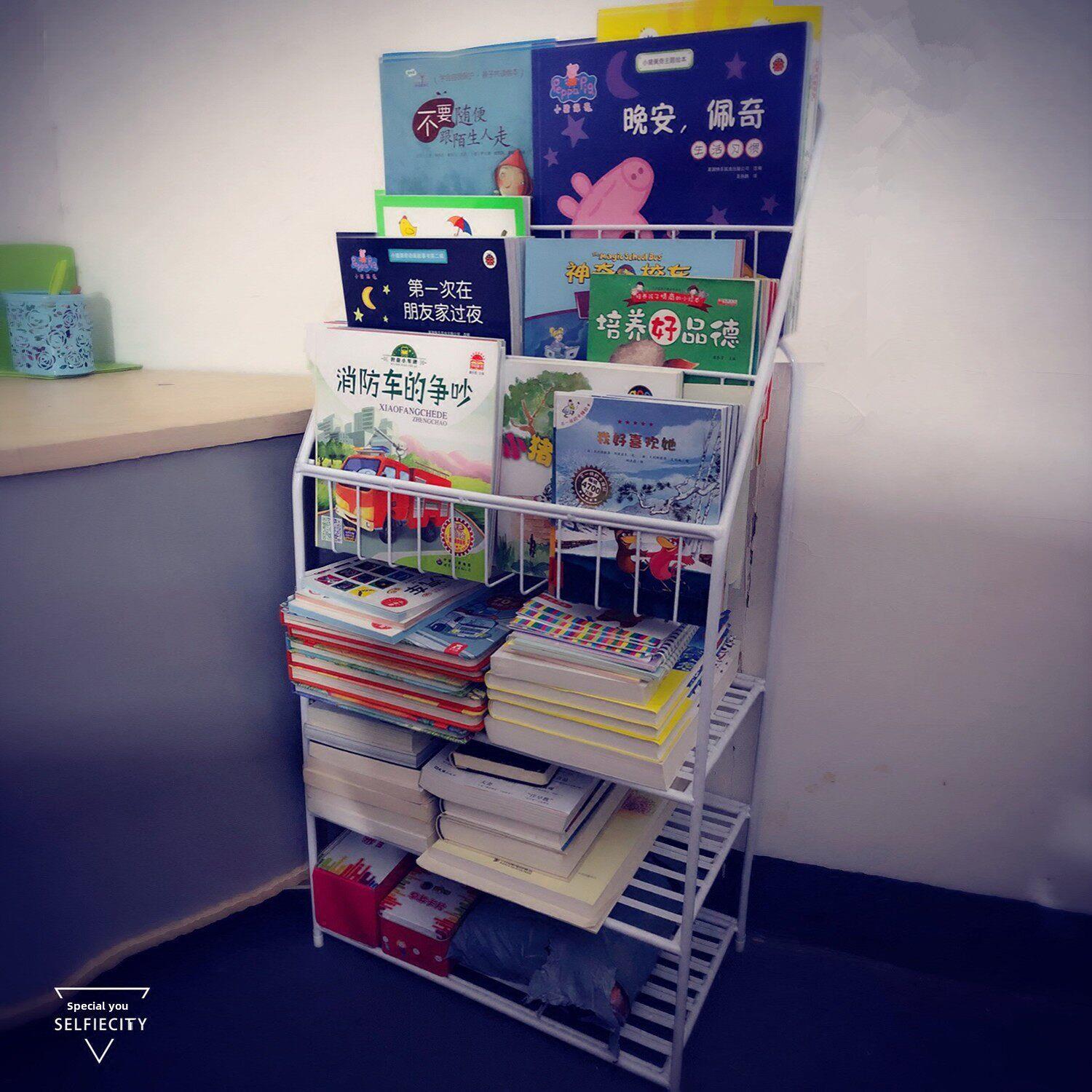 儿童书架铁艺绘本书架简易落地式书报架学生绘本小公寓书柜幼儿园