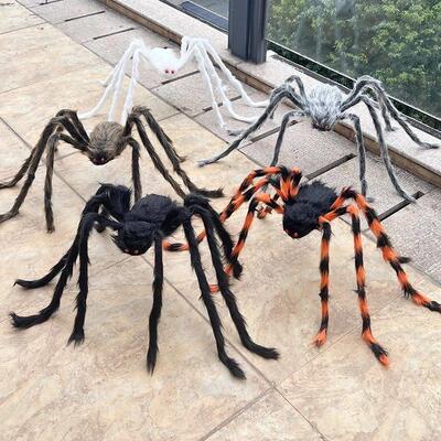 Halloween Black Giant Spider Scary Artificial Plush Spider