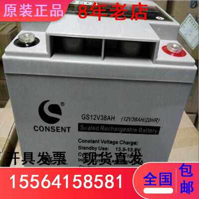 CONSENT光盛蓄电池GS12V38AH机房基站 免维护直流屏通讯UPS专用