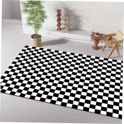 3D printing black wh stereo vision abstract geometric carpet