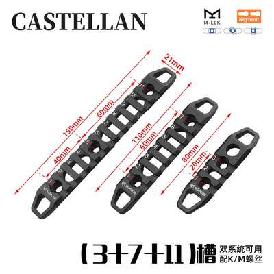 3/7/11槽keymod & Mlok兼容导轨条 20mm金属导轨MLOK KEYMOD