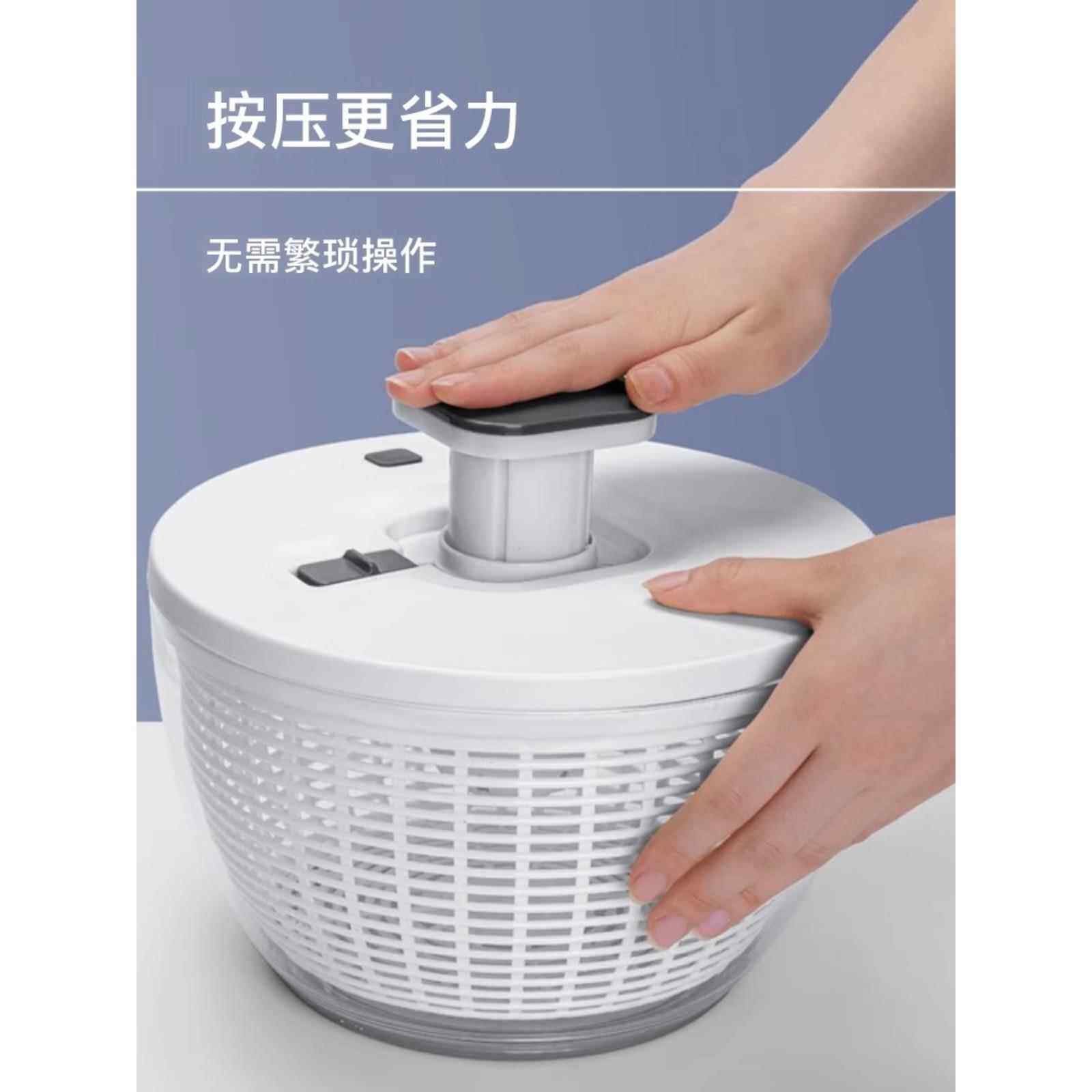 家用按压蔬菜脱水器沥水篮手动不锈钢果蔬甩水器沙拉甩菜器甩干机