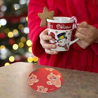 Gingerbread Man Coaster Gingerbread Desk Round Coasters Mat