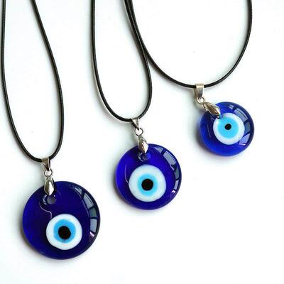 sh Blue Eye Choker Glass Eye Leather Rope Chain Jewelry Gift