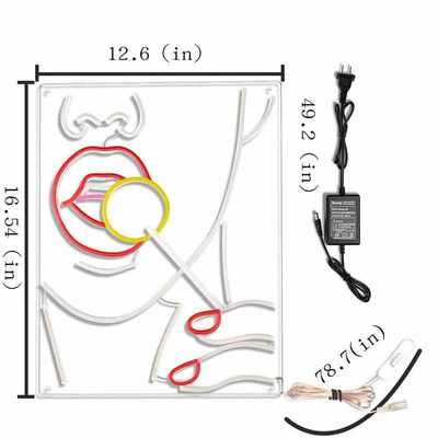 graceful大波浪艺术新款墙造型霓虹灯ledlady 女士装饰灯灯