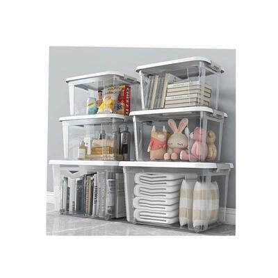 Large Transparent plastic storage box front open Toy clothes
