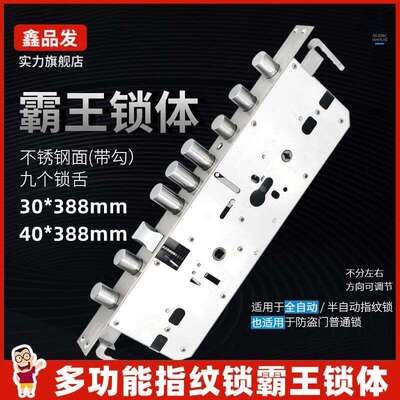 密码锁体多功能霸王智能锁体40*388mm锁体指纹锁9舌开叉