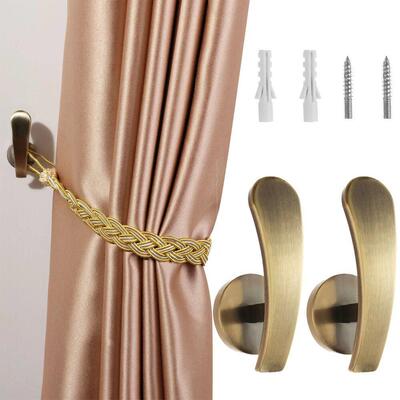 2PCS Wall Mounted Metal Curtain Hooks Window Curtain Holdbac