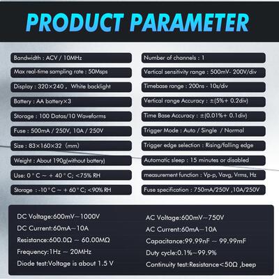 TOOLTOP ET828PRO示波万用表10MHZ 50Msps采样率示波器+万用表二