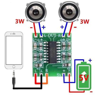 微型数字功放板2*3W D类PAM8403小功放板模块diy2.5-5V 可USB供电