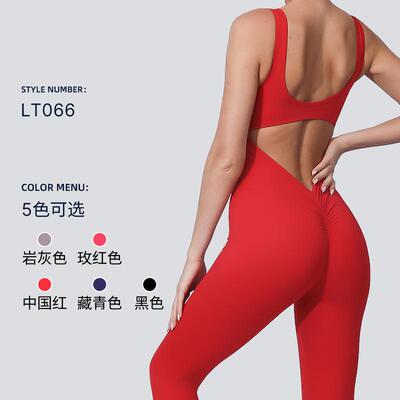 Gym tight fitting exercise running jumpsuit fitness suit,