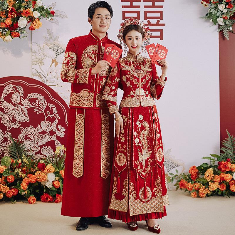 2025新款秀禾服婚服 龙腾新中式西装套装 适合小个子的新娘中式嫁