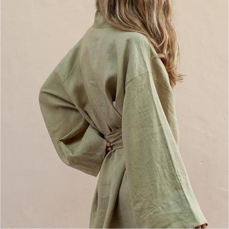 W 96890 Oversized Cotton Linen Shirt Dress 宽松棉麻衬衫裙
