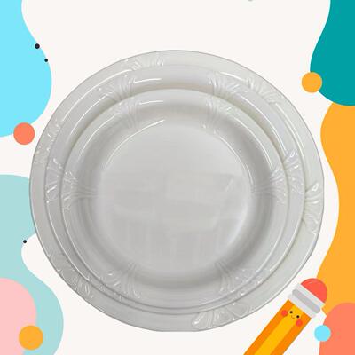 Round white melamine dinnerware, plastic imitation porcelain